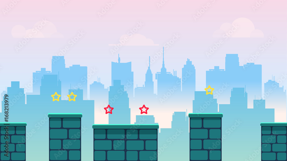 city game background, with different platforms and separated layers for ...