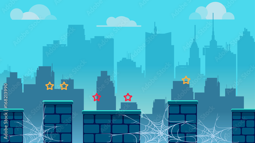city game background, with different platforms and separated layers for ...