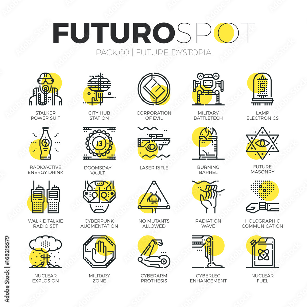 Future Dystopia Futuro Spot Icons Stock Vector | Adobe Stock