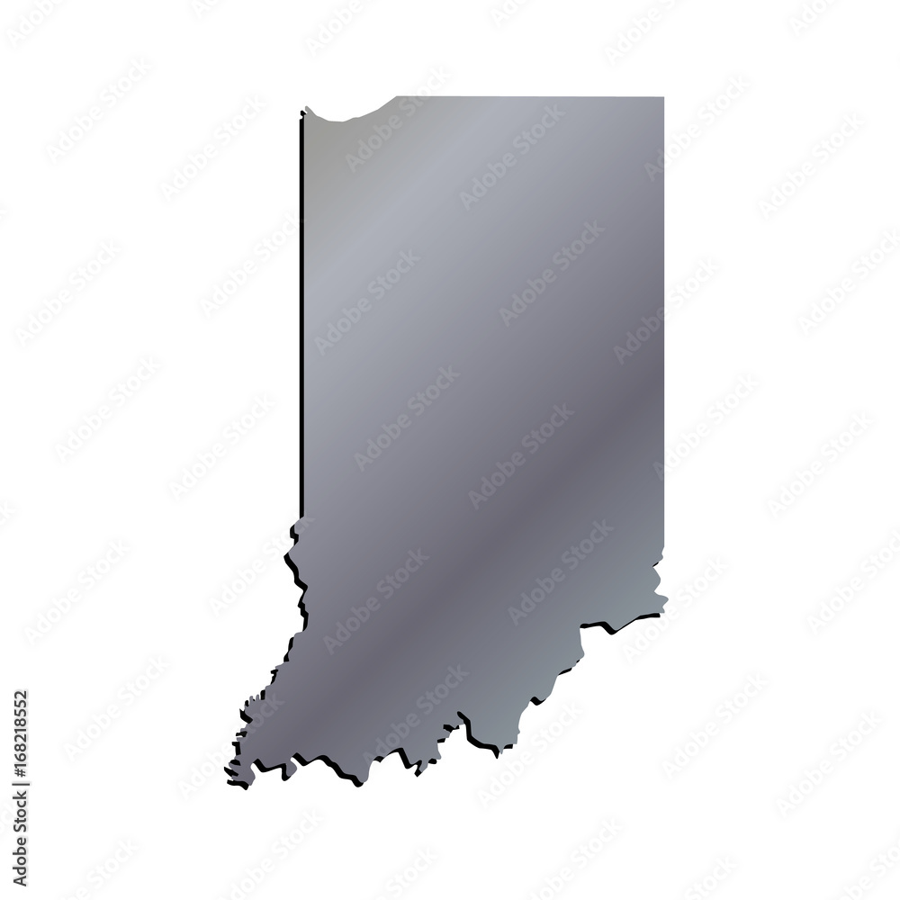 3D Indiana State USA Aluminium outline map with black shadow Stock ...