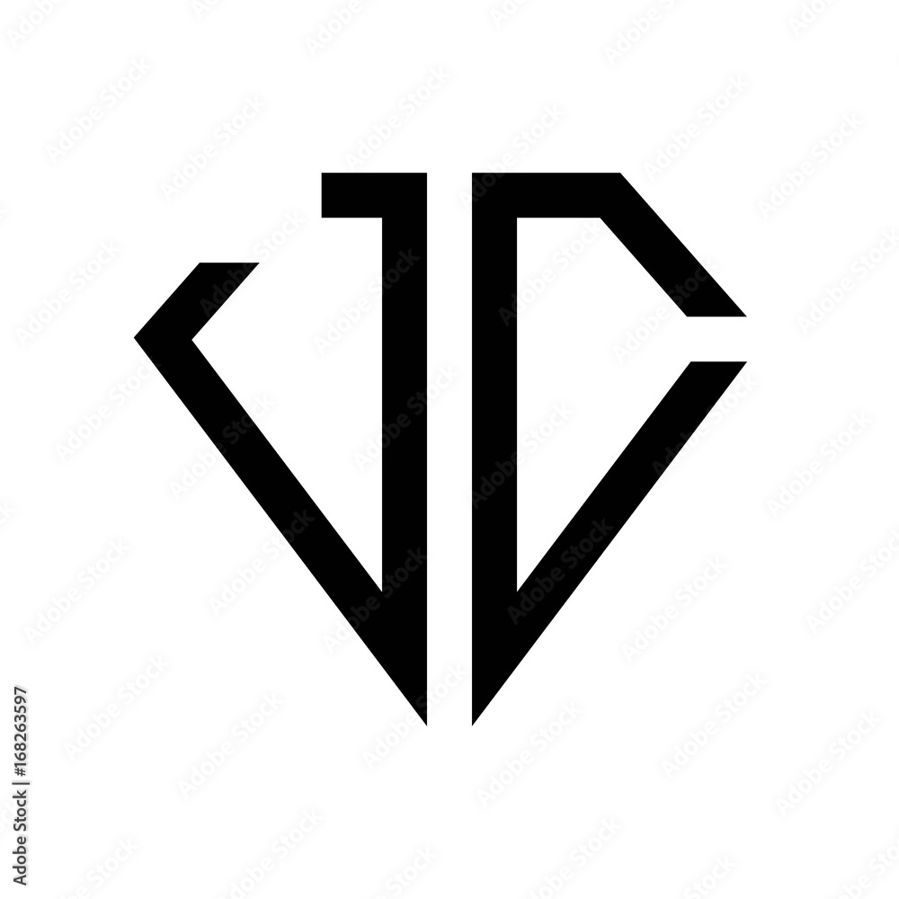 initial letters logo jc black monogram diamond pentagon shape Stock ...