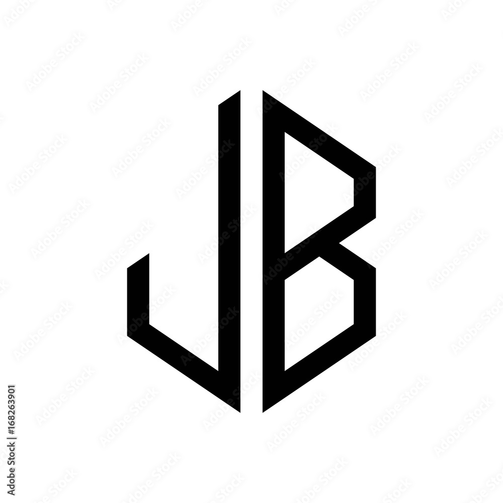 initial letters logo jb black monogram hexagon shape vector Stock ...