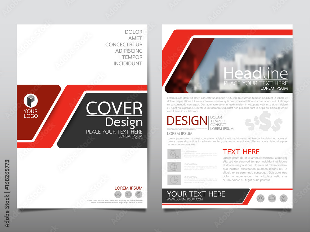 Red flyer cover business brochure vector design, Leaflet advertising ...