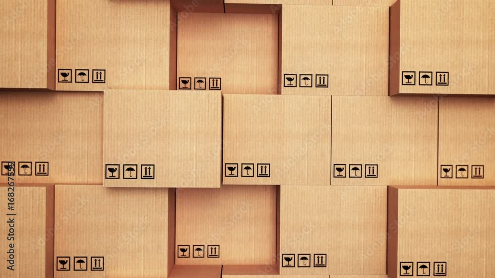 3d stack of cardboard boxes with vertical movement Stock Video | Adobe ...