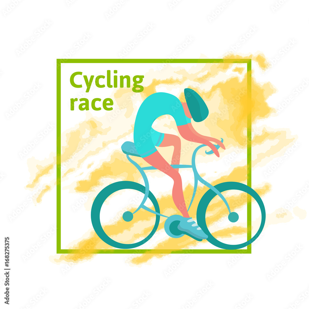 Cycling race, poster template. A man rides a Bicycle, Abstract ...