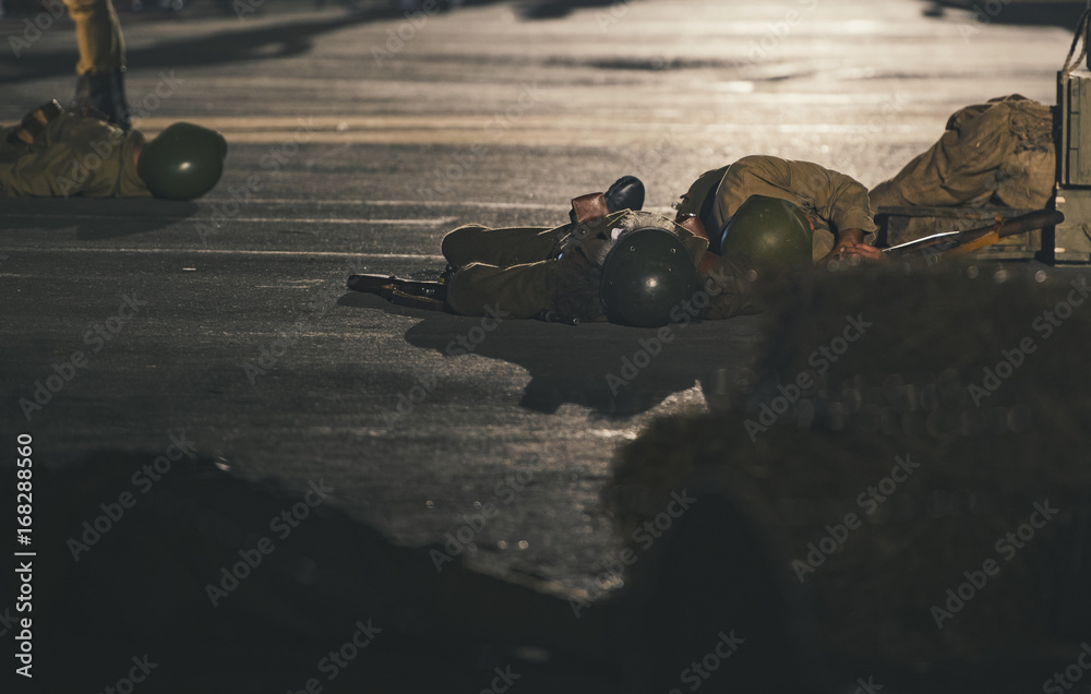 Dead soldiers on the battlefield - world war concept Stock Photo ...
