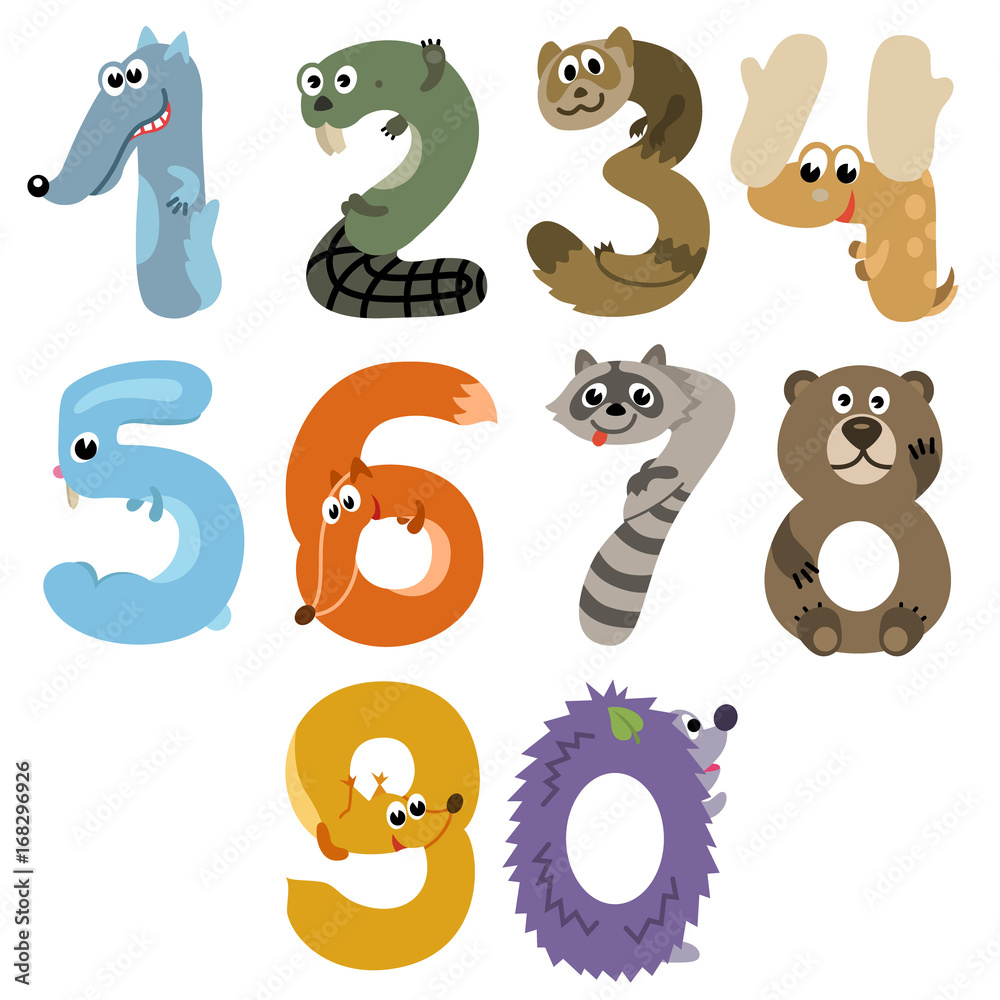 Cartoon Animal Numbers