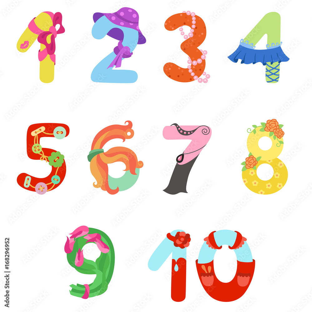 Numbers like woman symbols / Solid fill vector number set Stock Vector ...