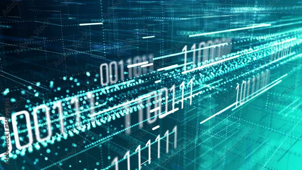 Computer network digital data transmitted, technology as motion background. 4K UHD video loop ...