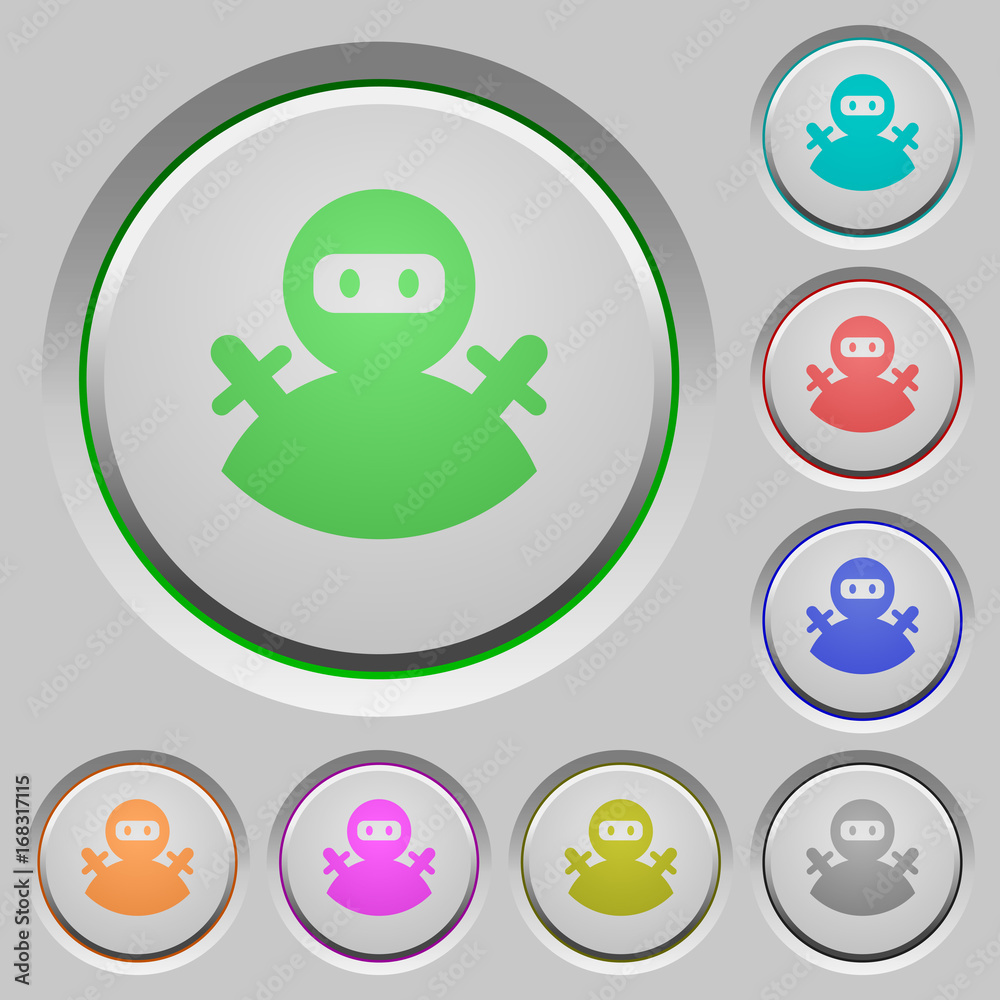 Ninja avatar push buttons Stock Vector | Adobe Stock