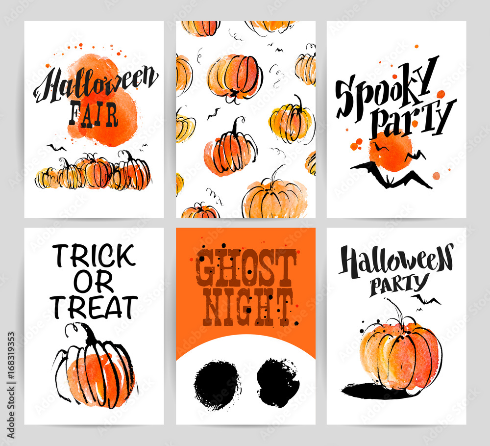 Halloween watercolor hand drawn artistic advertisement design ...