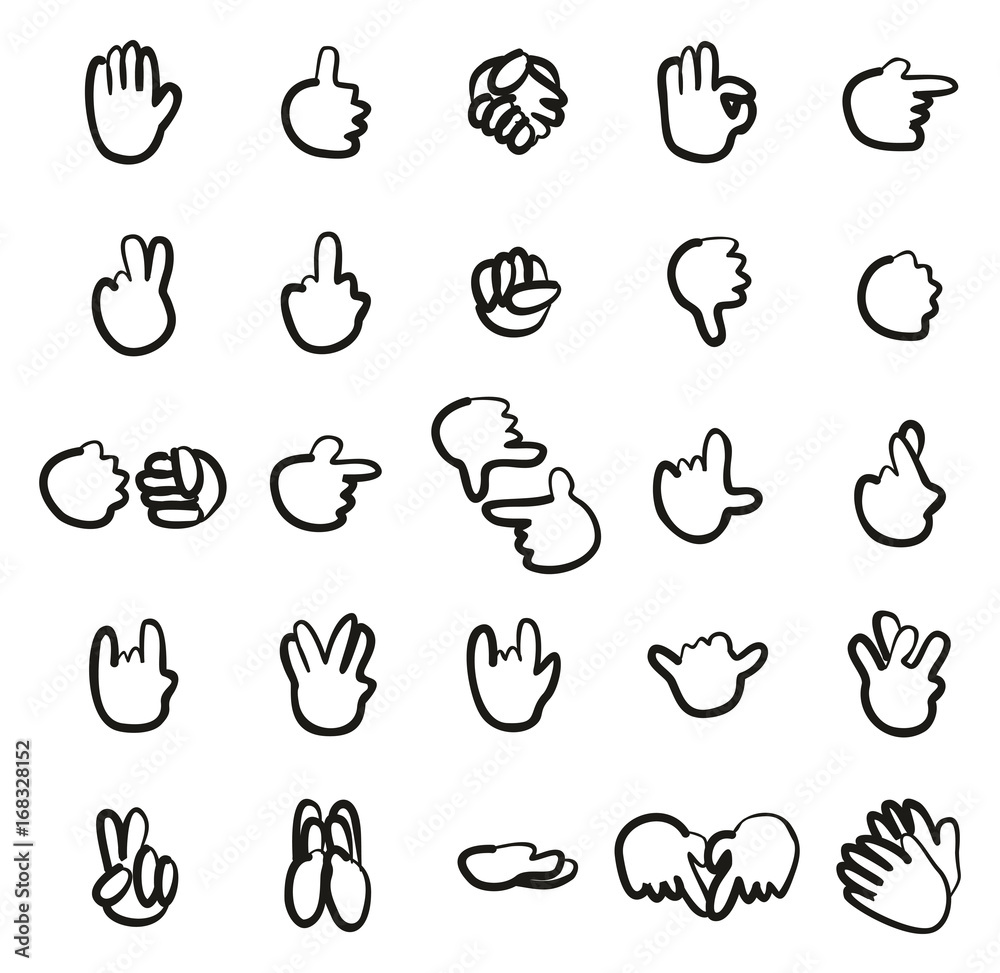 Hand Signs Icons Freehand Stock Vector | Adobe Stock
