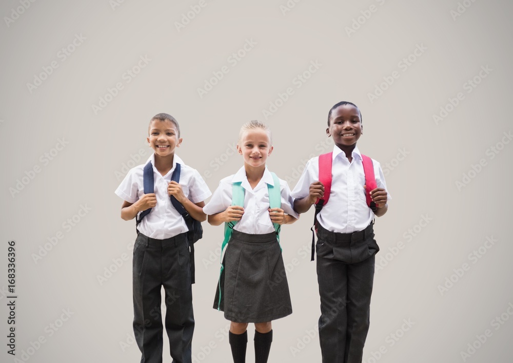 School kids in front of grey background Stock Photo | Adobe Stock