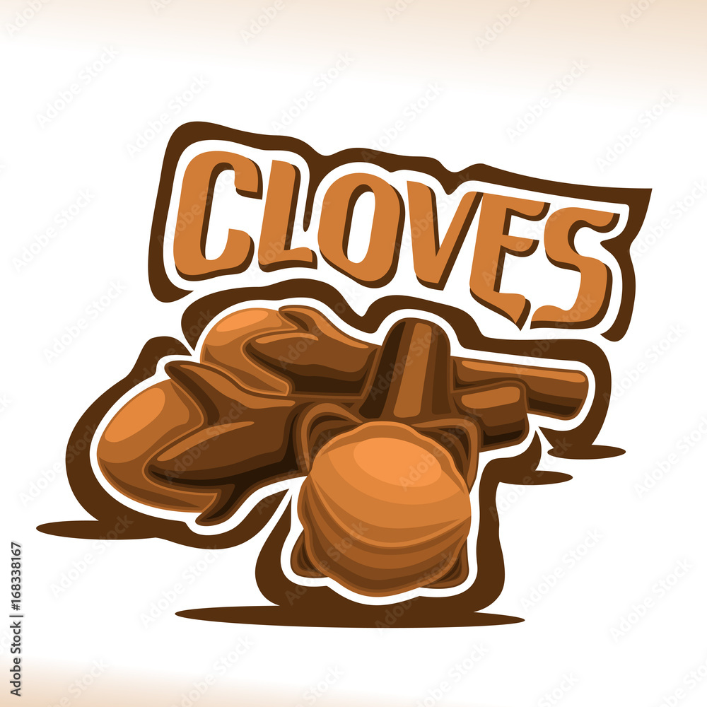Vector logo for Cloves spice: 3 dried brown carnation allspice sticks ...