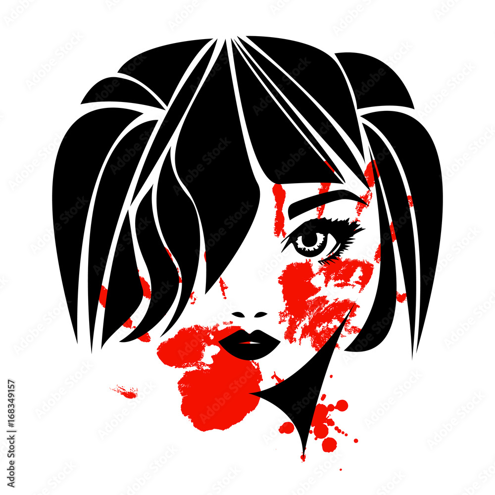 Vector girl logo with blood for halloween Stock Vector | Adobe Stock