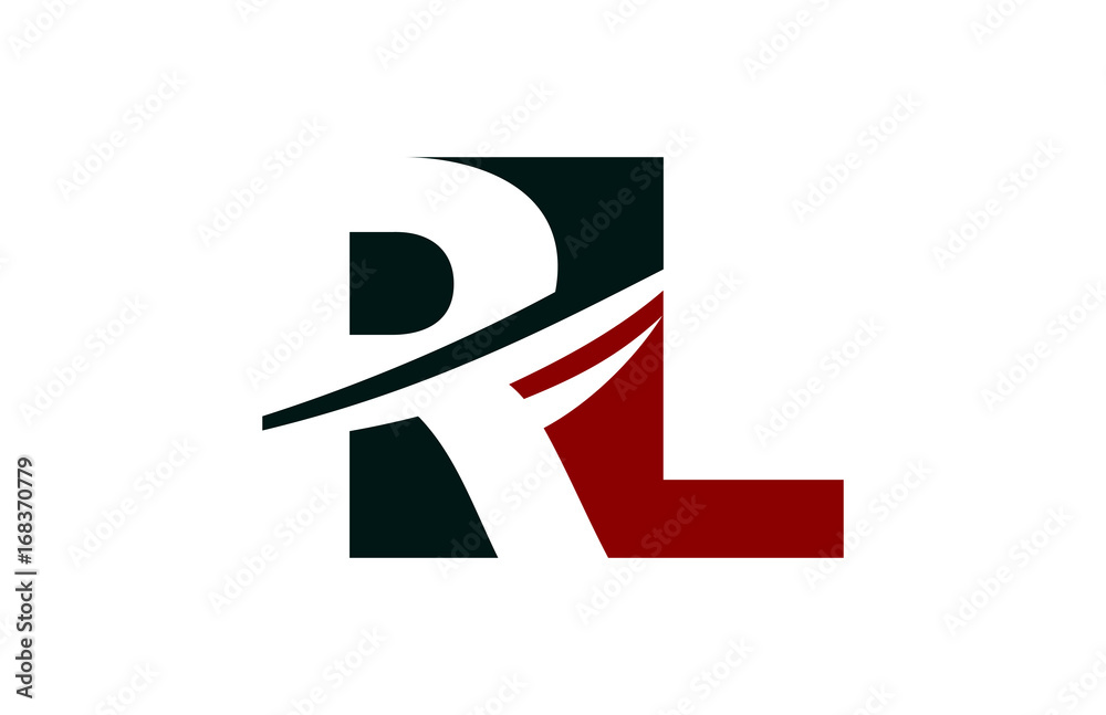 RL Red Negative Space Square Swoosh Letter Logo Stock Vector | Adobe Stock