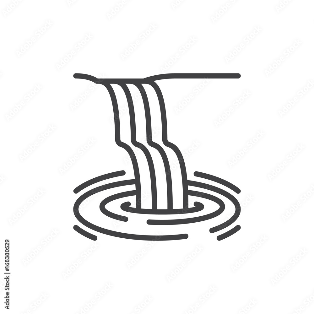 Waterfall line icon, outline vector sign, linear style pictogram ...