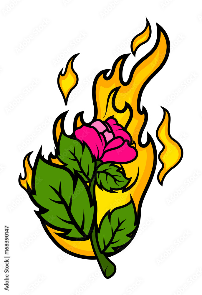 Drawings Of Flaming Roses
