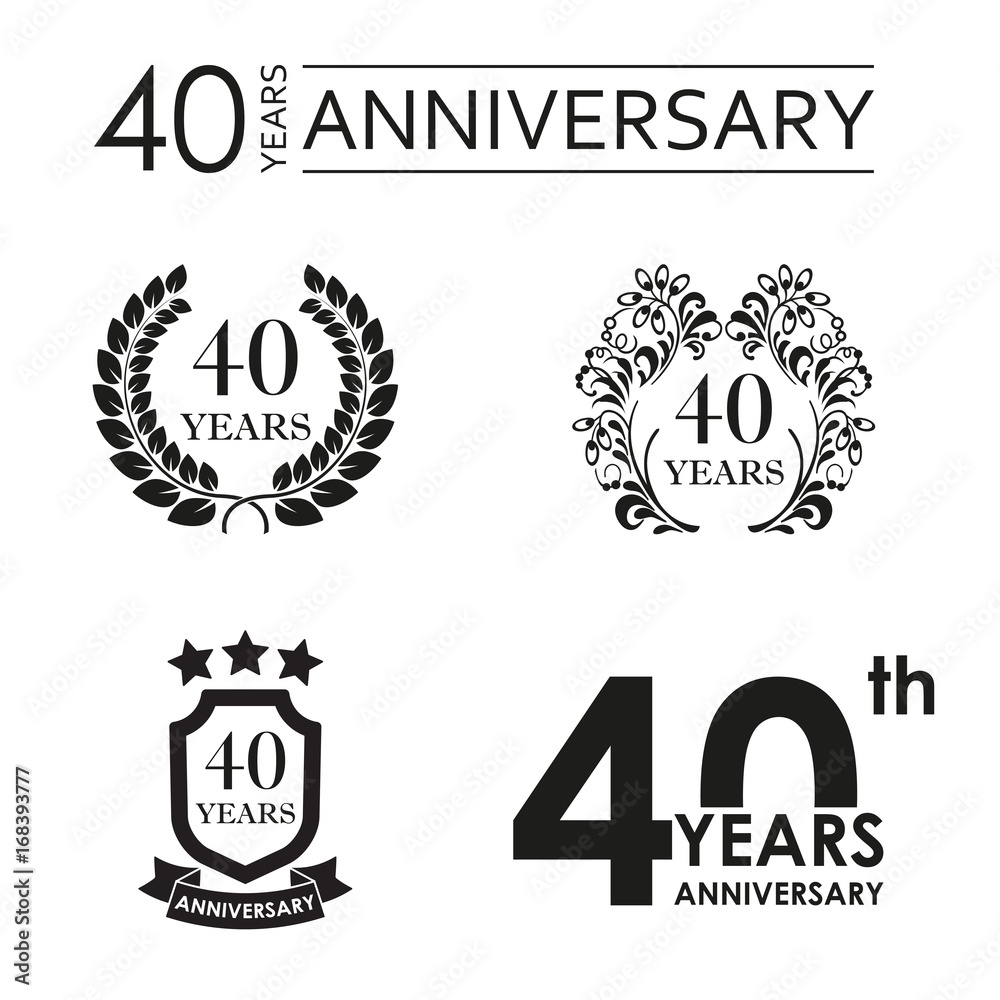 40 years anniversary set. Anniversary icon emblem or label collection ...