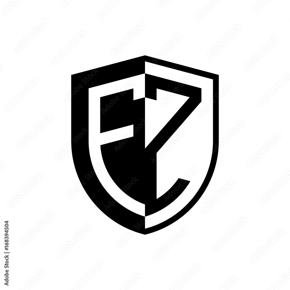 Initial two letter logo shield vector black Stock Vector | Adobe Stock