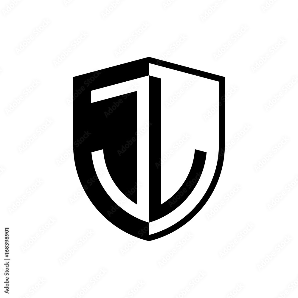 Initial two letter logo shield vector black Stock Vector | Adobe Stock