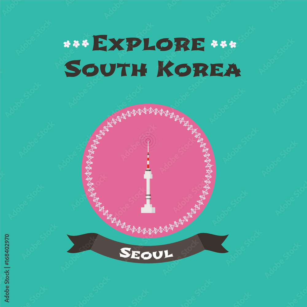 Namsan tower in Seoul, South Korea vector illustration Stock Vector ...