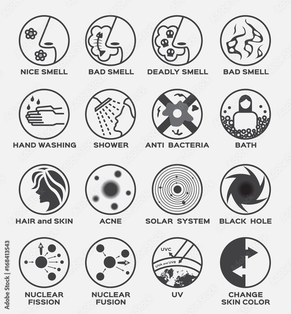 all skin icon set 1 vector / nice deadly bad smell hand washing shower ...