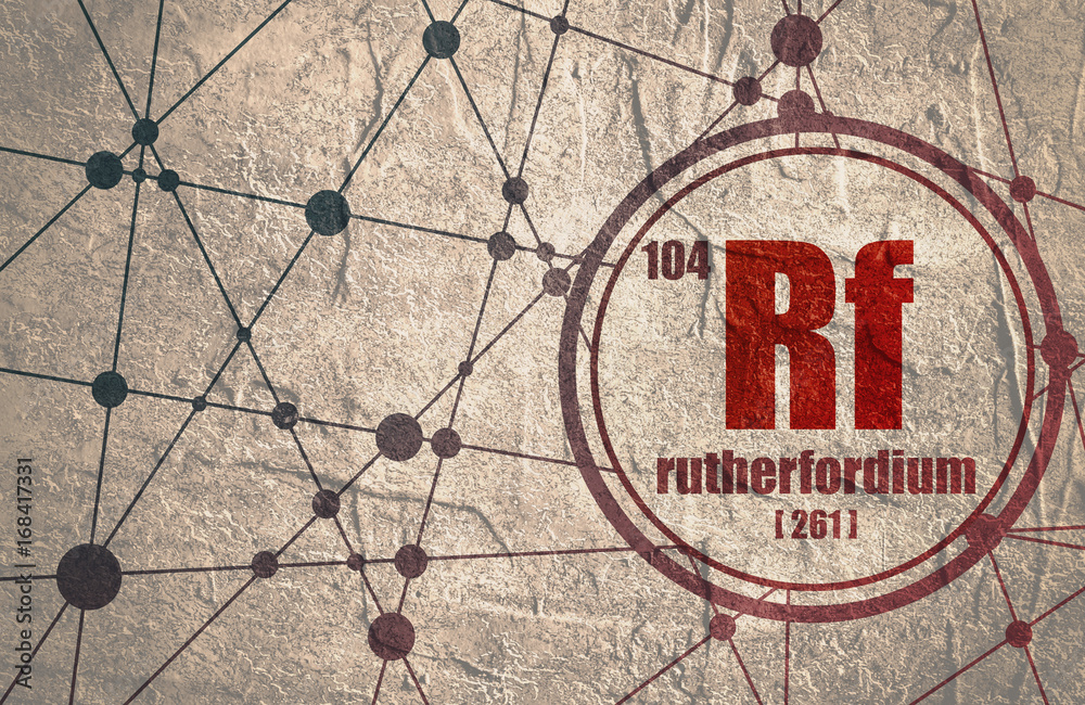 Rutherfordium chemical element. Sign with atomic number and atomic ...