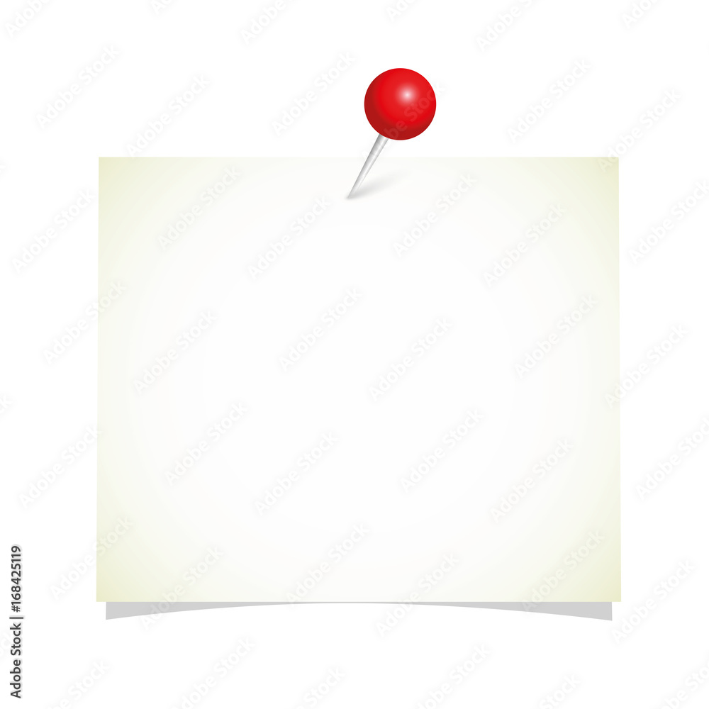 notizzettel angepinnt mit roter stecknadel Stock-Vektorgrafik | Adobe Stock