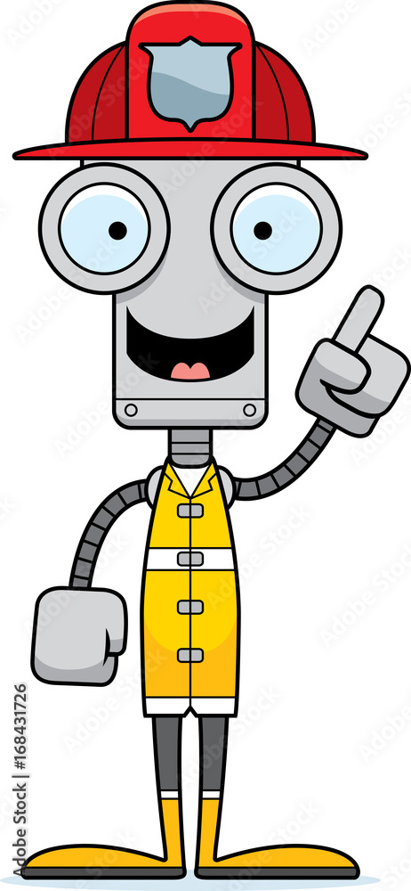 Cartoon Firefighter Robot Idea Stock Vector | Adobe Stock