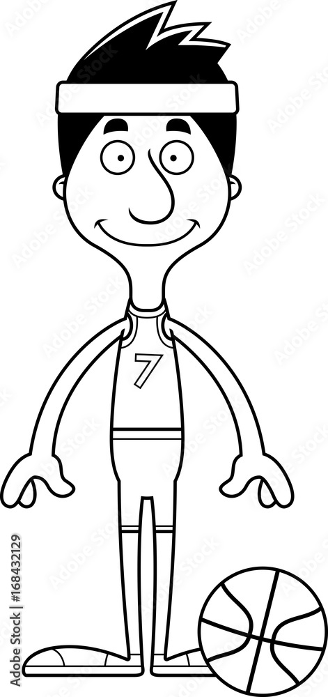 Cartoon Smiling Basketball Player Man Stock Vector | Adobe Stock
