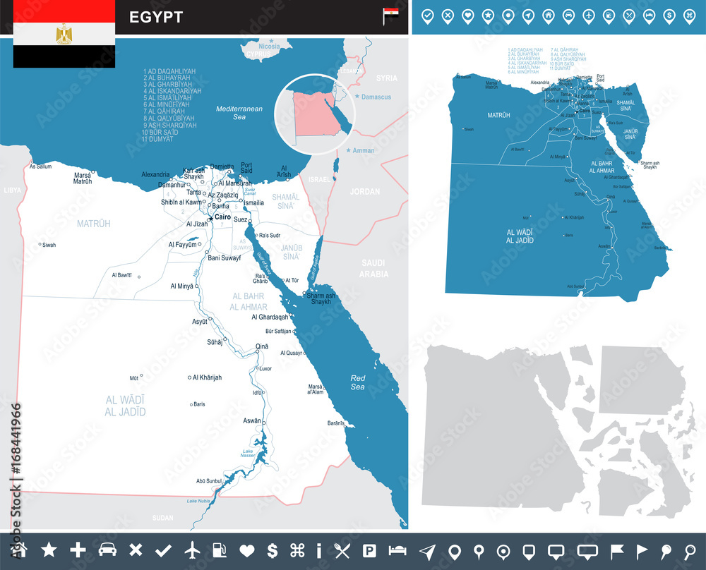 Vetor de Egypt - infographic map and flag illustration do Stock | Adobe ...