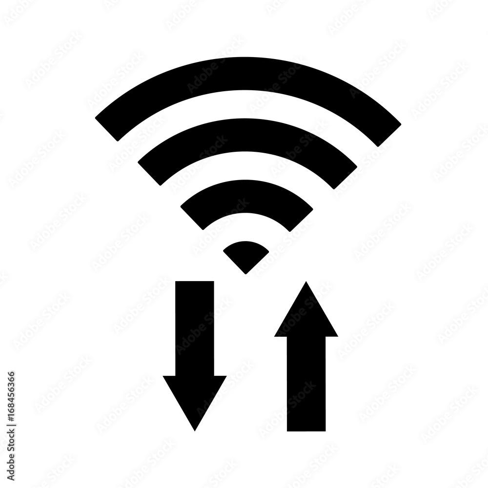 WIFI icon vector with arrow send and receive data or transfer, Wireless ...
