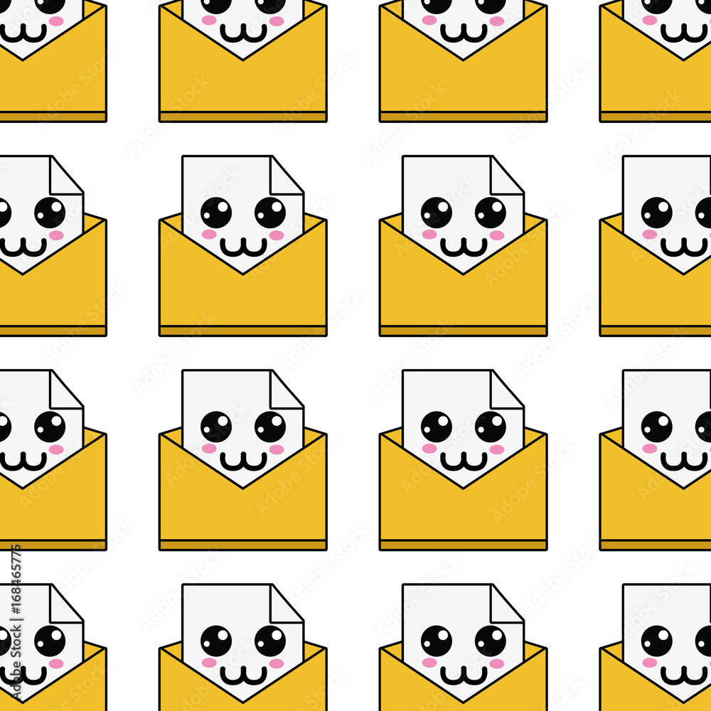 kawaii cute happy file message background Stock Vector | Adobe Stock