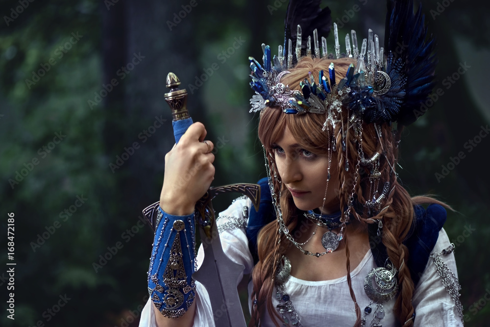 Valkyrie warrioress in magpie costume. Styling for the Scandinavian ...