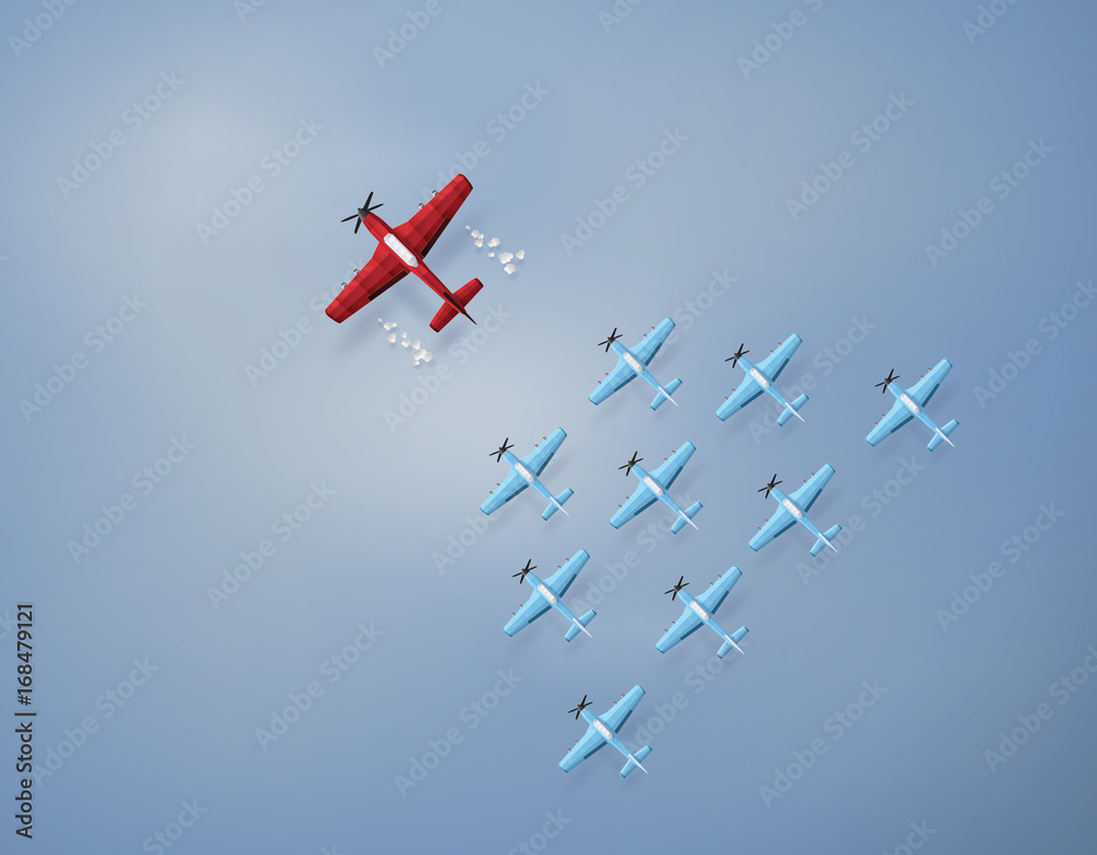 Vecteur Stock Concept of leadership and team work with red and blue ...