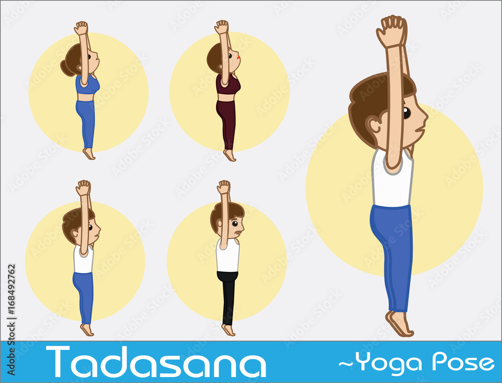 Yoga Cartoon Vector Poses - Tadasana Stock Vector | Adobe Stock