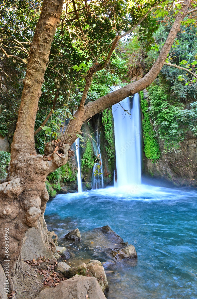 The Waterfall at the Banias nature reserve in the upper Galilee area ...
