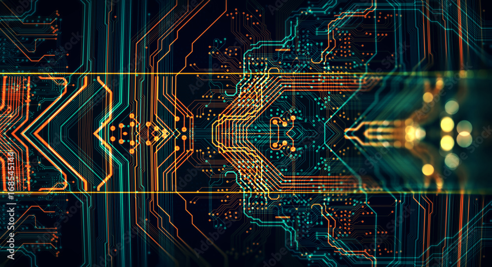 Printed circuit board in the server executes the code/Circuit board ...