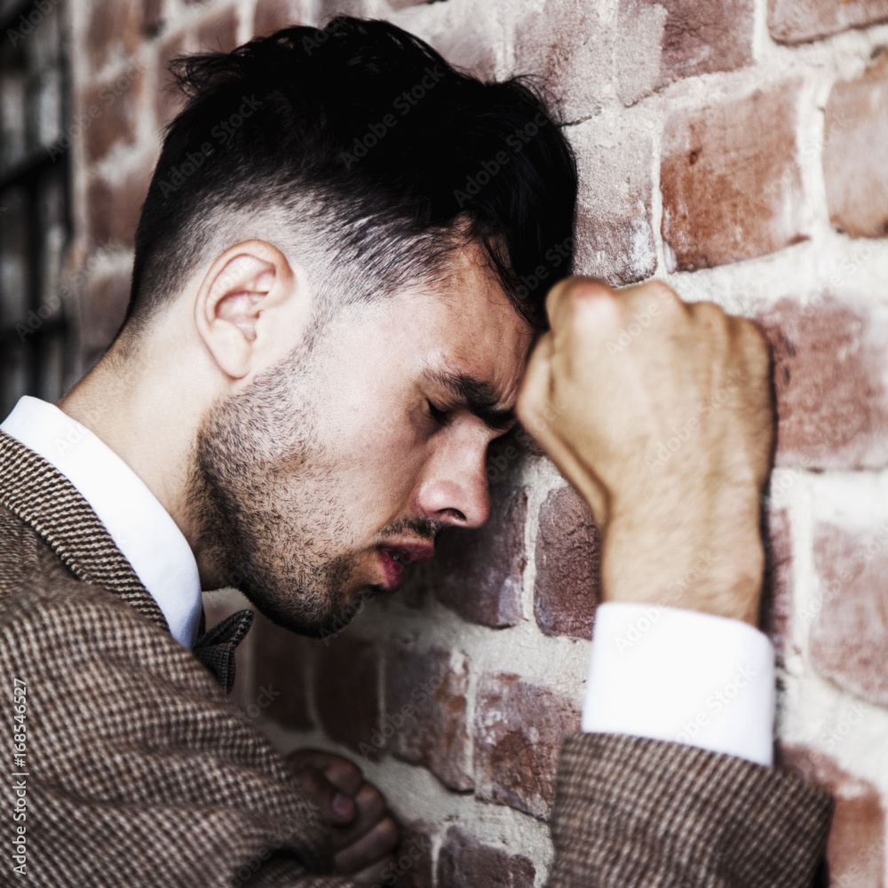 depressed man (body language, gestures, psychological portrait) Stock ...