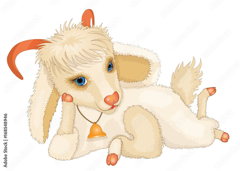 cartoon young cute goat Stock Vector | Adobe Stock