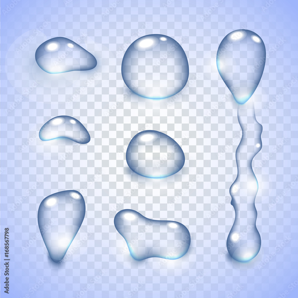 Realistic vector water drops transparent background. Stock Vector ...