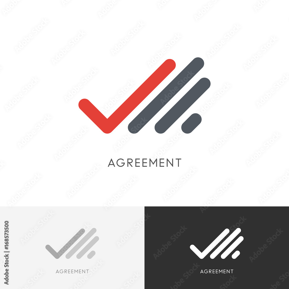 Agreement checkmark logo - hand with check mark or tick symbol ...