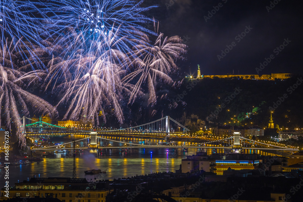 Budapest, Hungary - 20th of August fireworks over the river Danube on ...