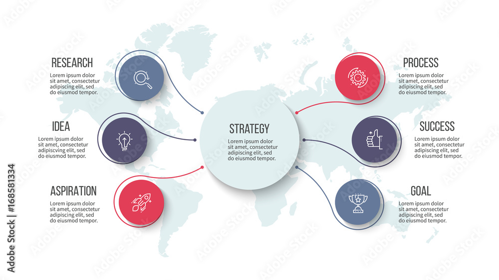 Organization chart with 6 options. Vector template. Stock Vector ...