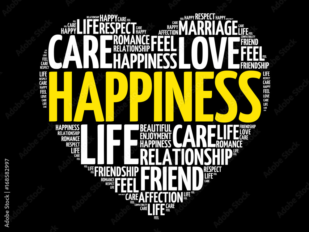 Happiness word cloud collage, heart concept background Stock Vector ...