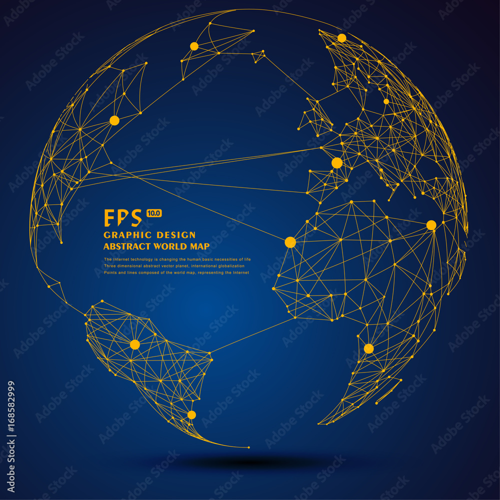 point and line composed world map,representing the global,Global ...