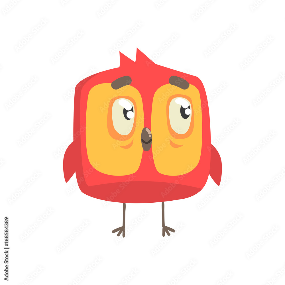 Cute little red funny chick bird square shape character vector ...