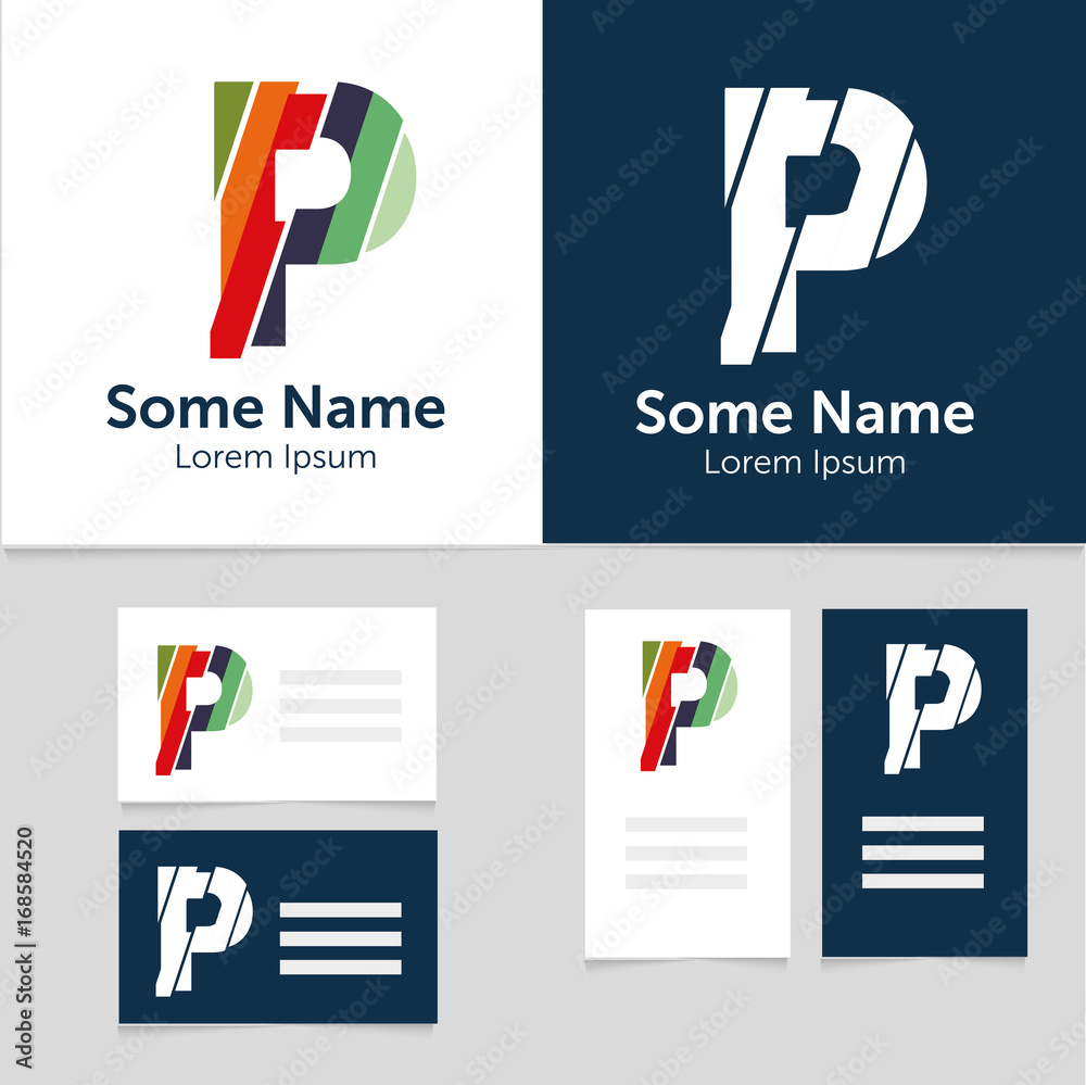 Editable business card template with P letter logo.Vector illustration ...