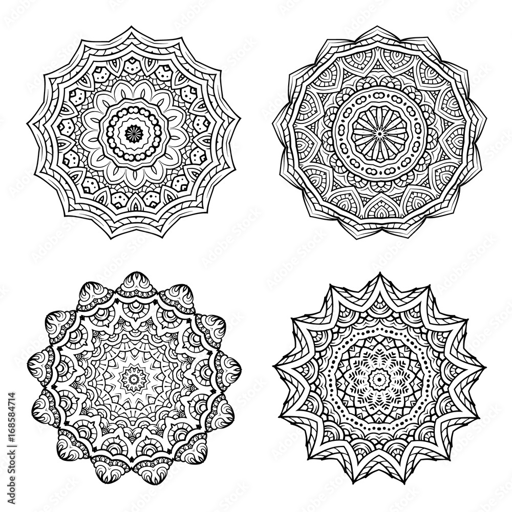 Vector black and white vector mandalas set. Stock Vector | Adobe Stock